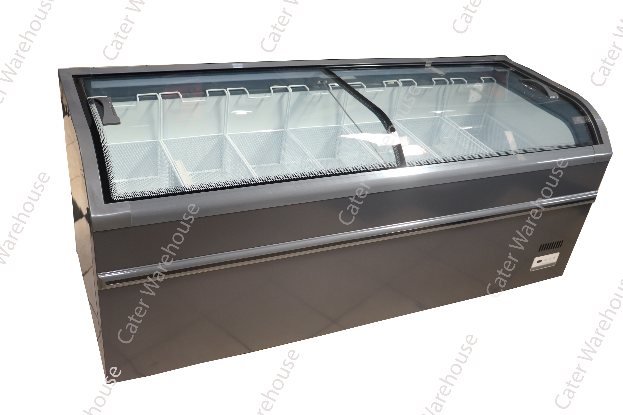 2M Island Freezer Curved Glass – Cater Warehouse LTD